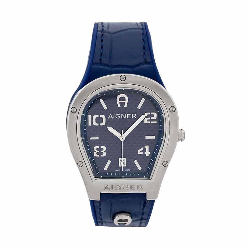 Promo Aigner Roma Men Blue Dial Blue Leather Strap Watch [A136107 ...