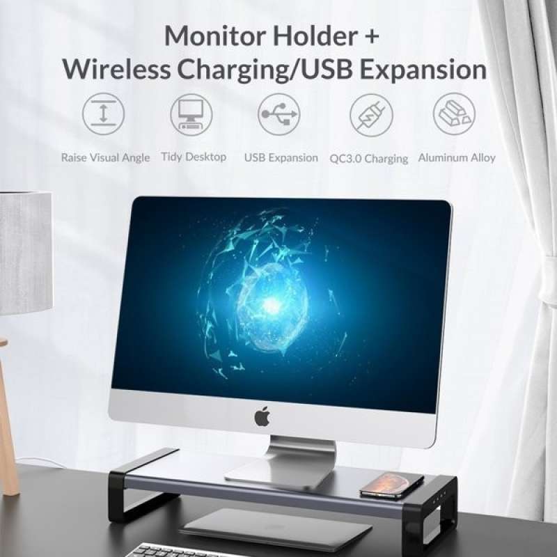 Jual Orico HSQ02W Monitor Stand with Wireless Charging Alas Meja ...