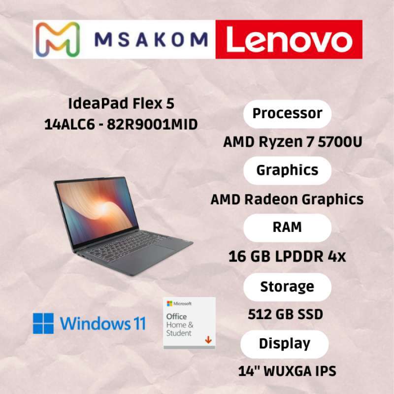Jual Lenovo IdeaPad Flex 5 82R9001MID R7-5700U/16GB/512SSD/WIN11 ...