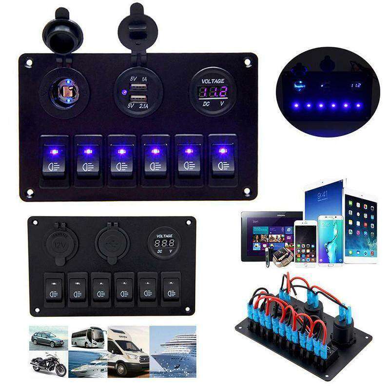 Jual Panel Kontrol Saklar 6 Gang. Led Rocker Breaker Mobil Laut Perahu ...