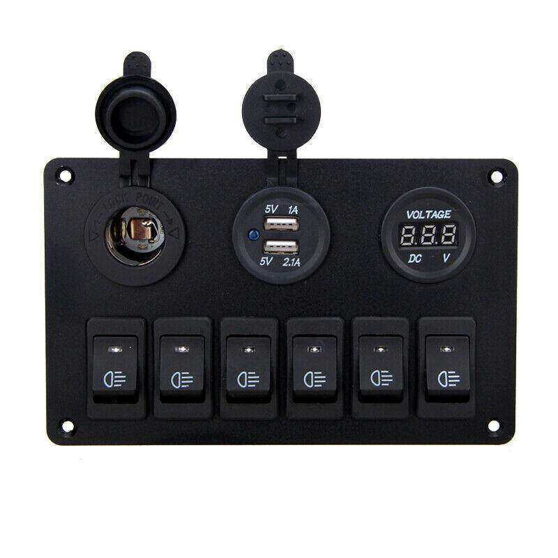 Jual Panel Kontrol Saklar 6 Gang. Led Rocker Breaker Mobil Laut Perahu ...