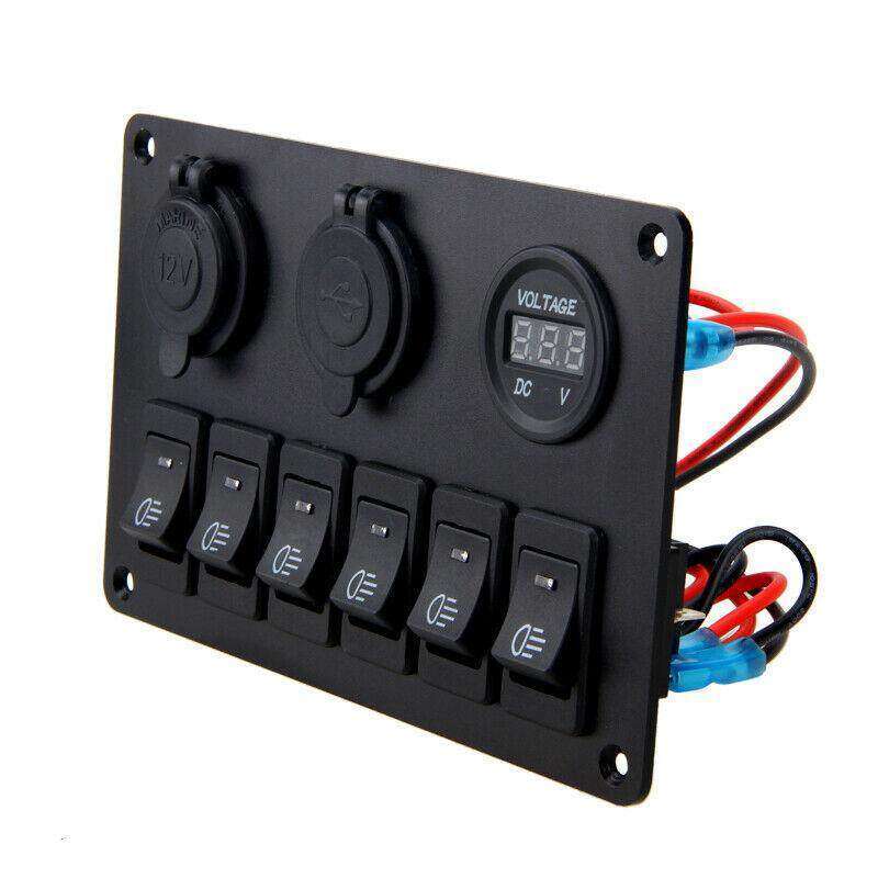 Jual Panel Kontrol Saklar 6 Gang. Led Rocker Breaker Mobil Laut Perahu ...
