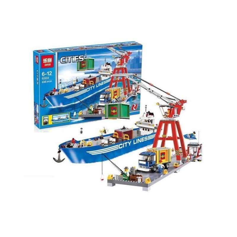 Jual Lepin 02034 City Series Super Cargo Port Terminal Mainan Anak [695 ...