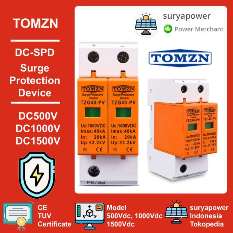 Jual Anti Petir Spd Dc - 500V 1000V 1500V - Surge Arrester Dc - Tomzn ...