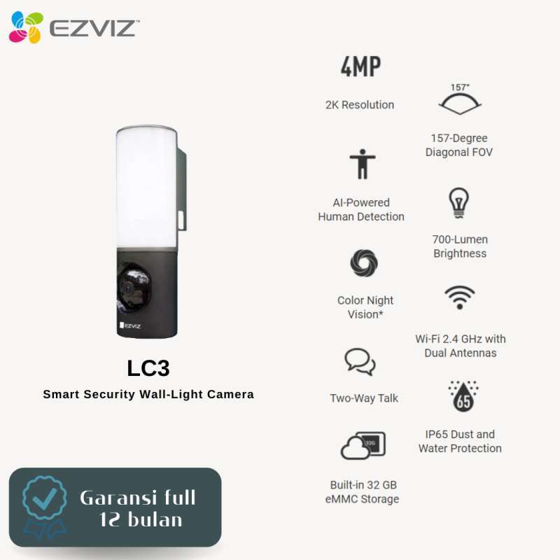 Jual Ezviz LC3 4MP IP Camera Smart security Wall light Camera Two Way ... Jual Ezviz LC3 4MP IP Camera Smart security Wall light Camera Two Way ...