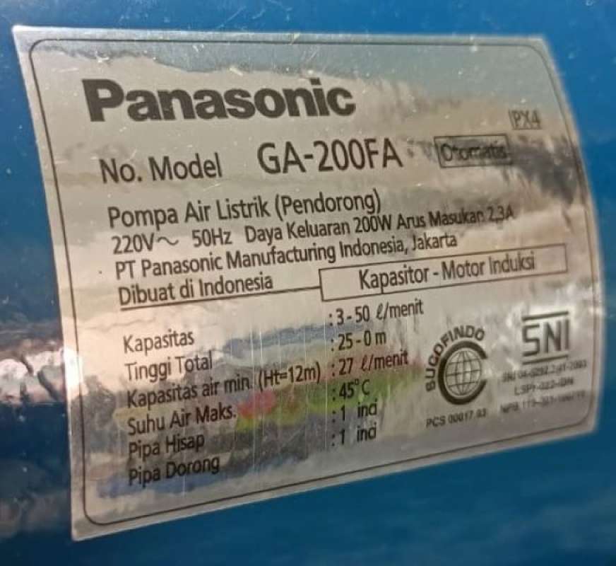 Jual Panasonic Ga 200 Fa Pompa Air Pendorong Otomatis Di Seller Hanesa ...