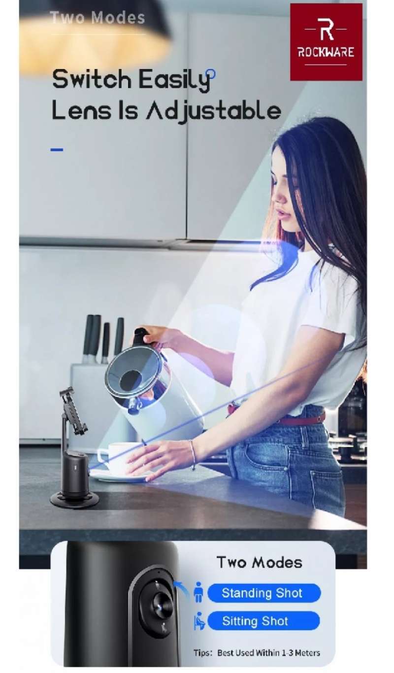 Jual Rockware P01 Auto Face Tracking Selfie Stick Tripod Sensor Wajah ...