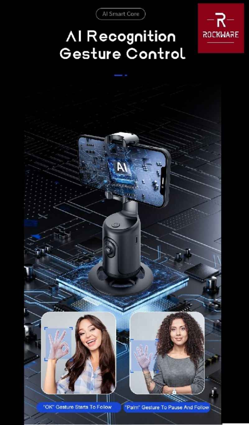 Jual Rockware P01 Auto Face Tracking Selfie Stick Tripod Sensor Wajah ...