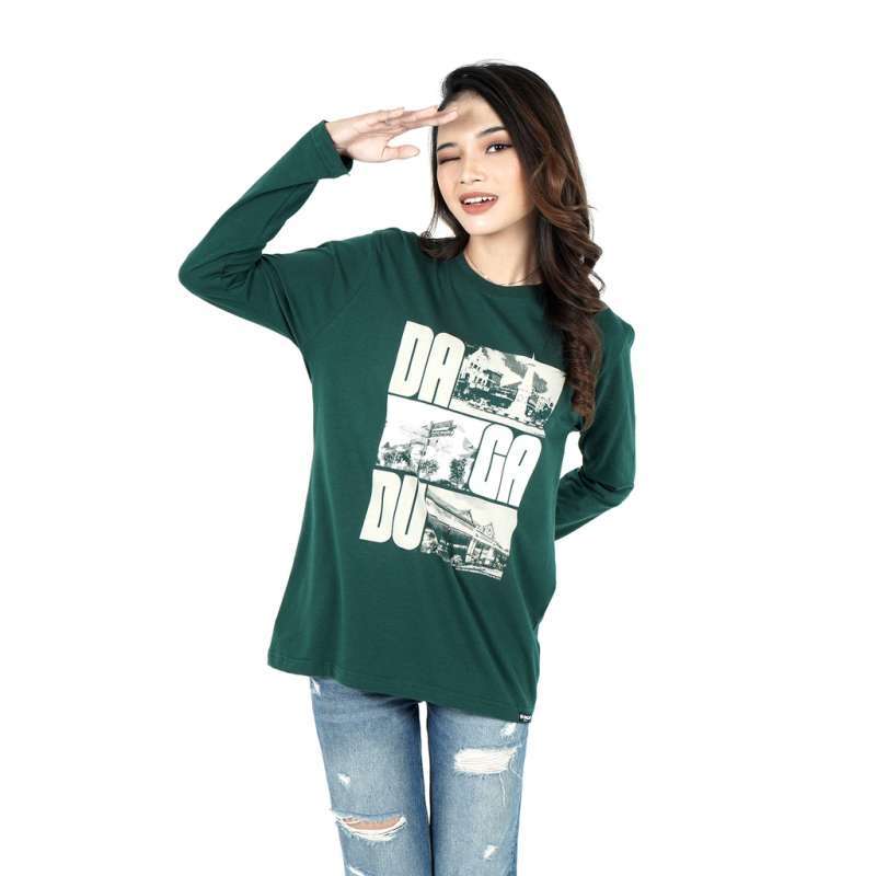 Jual Kaos Dagadu Original Lengan Panjang Landmark Jogja - Hijau Botol ...