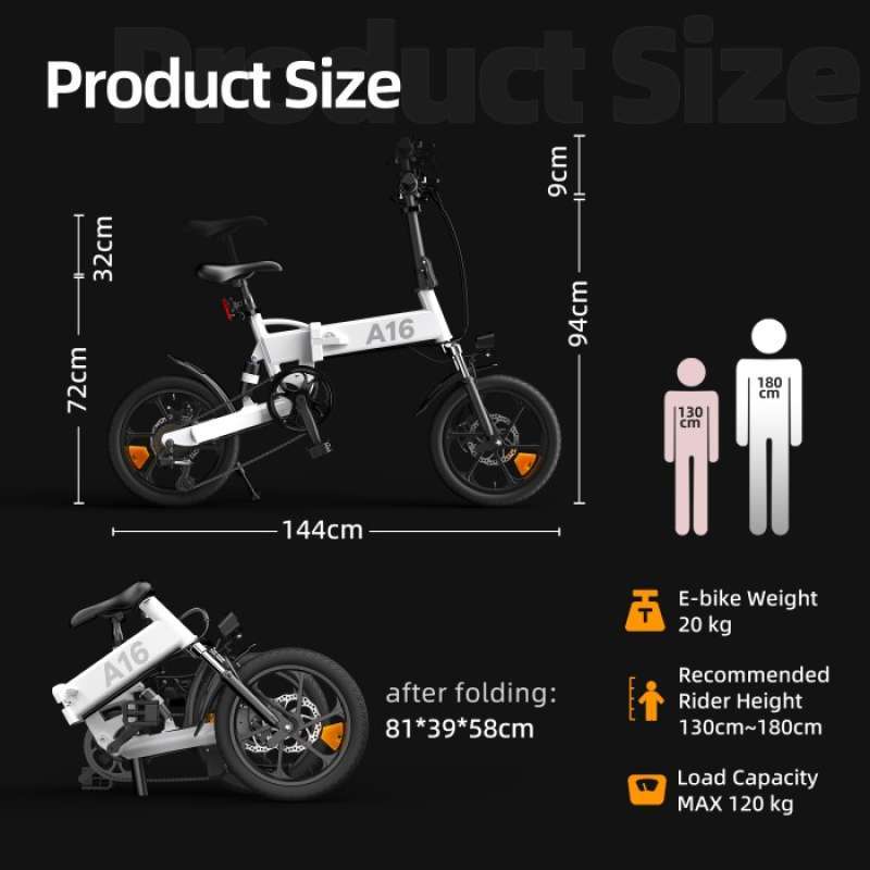 Jual Ado A16+ Ebike-16 Inch Folding Electric Mountain Bike Di Seller ...