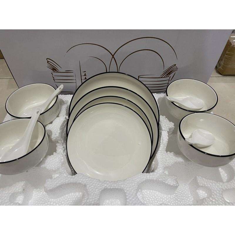 Jual mangkok set + piring keramik tebal cocok buat hamper di Seller ...