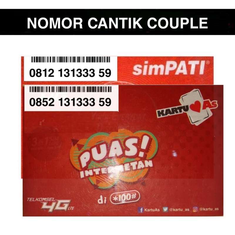 Jual Telkomsel Pasangan Simpati dan Kartu AS Nomor Cantik Couple Kartu Perdana [4G LTE] di ...