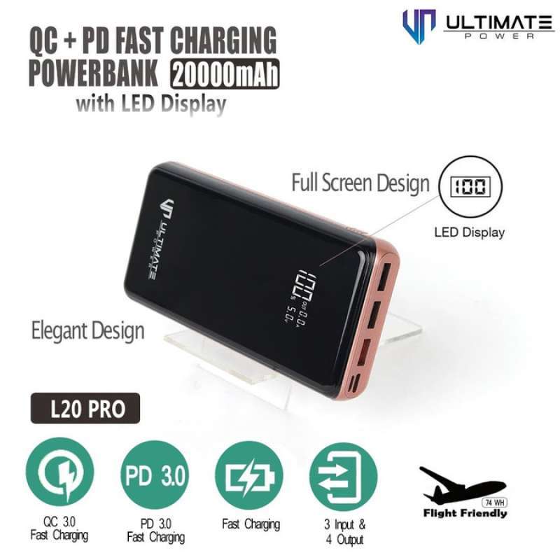 Jual Ultimate Power L20 Pro Qc+pd Fast Charging Powerbank 20000mah With ...