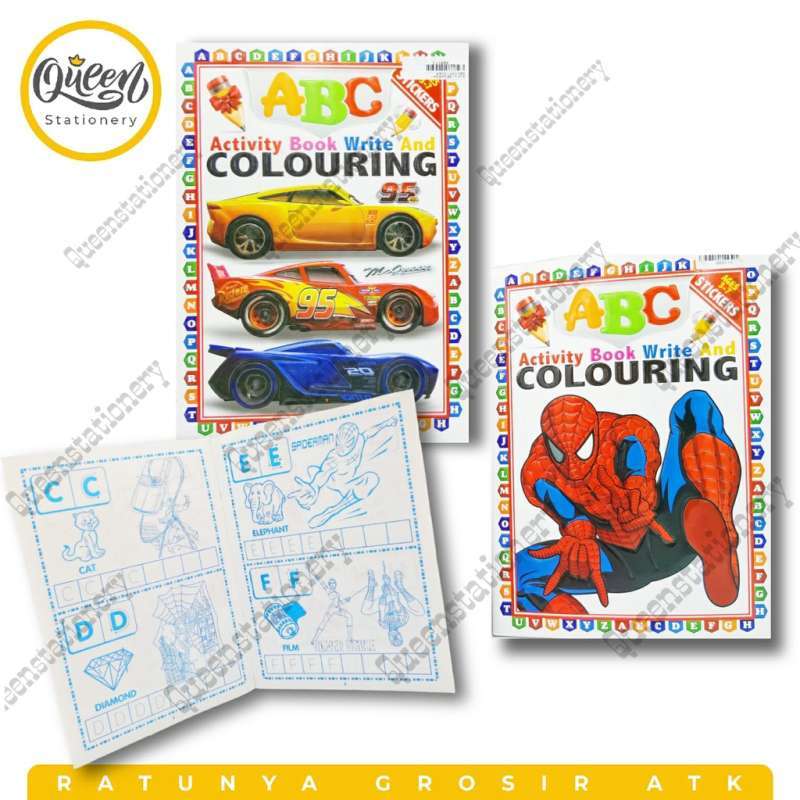 Jual BUKU MEWARNAI ABC+STICKER JQ828 NON MERK (008113) / COLOUR BOOK ...