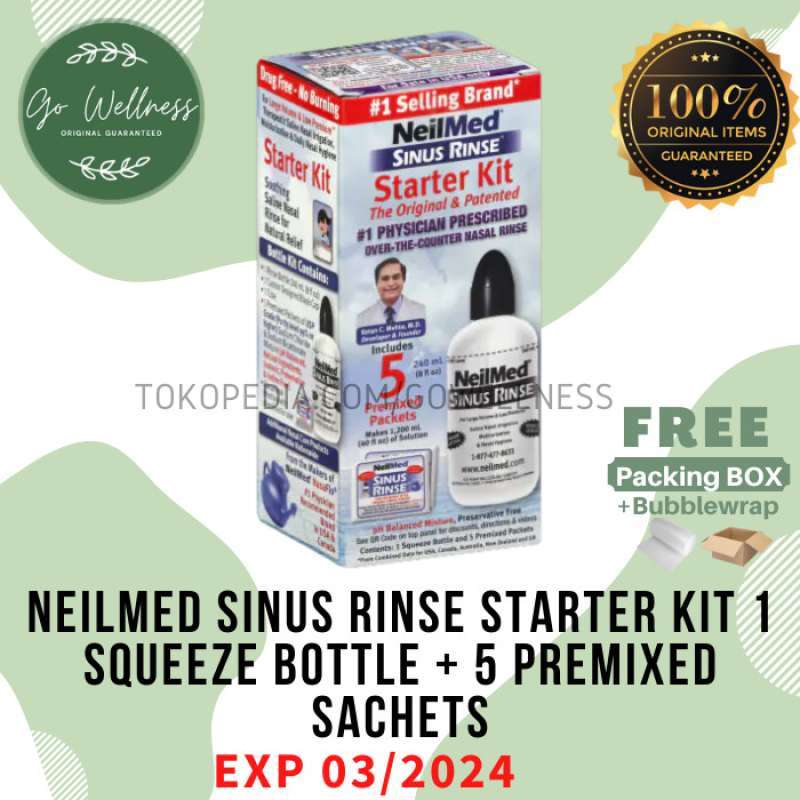 Promo Neilmed Sinus Rinse Starter Kit 1 Squeeze Bottle + 5 Premixed ...