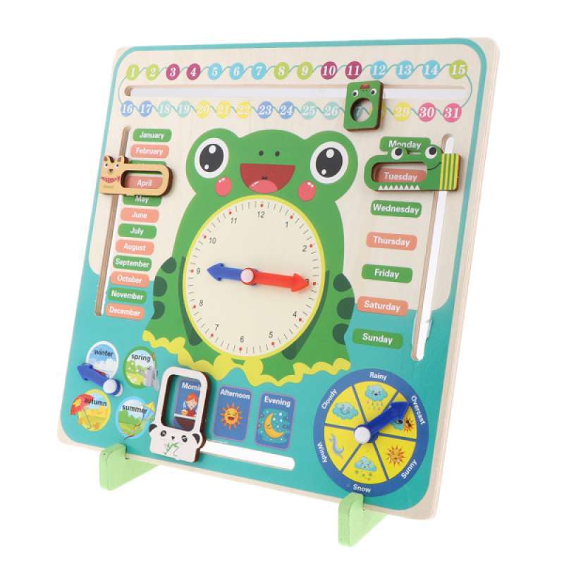 Jual Wooden Calendar Educational Weather Season Toys Clock Learning Toy ...
