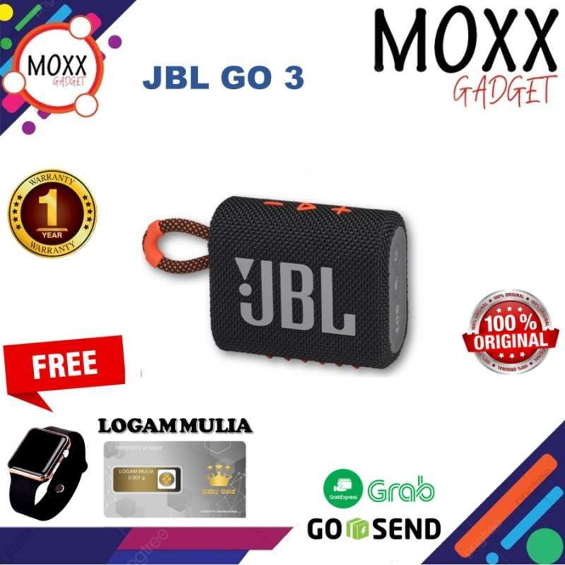 Jual JBL Go 3 Portable Speaker Bluetooth Waterproof - Black/orange di ...