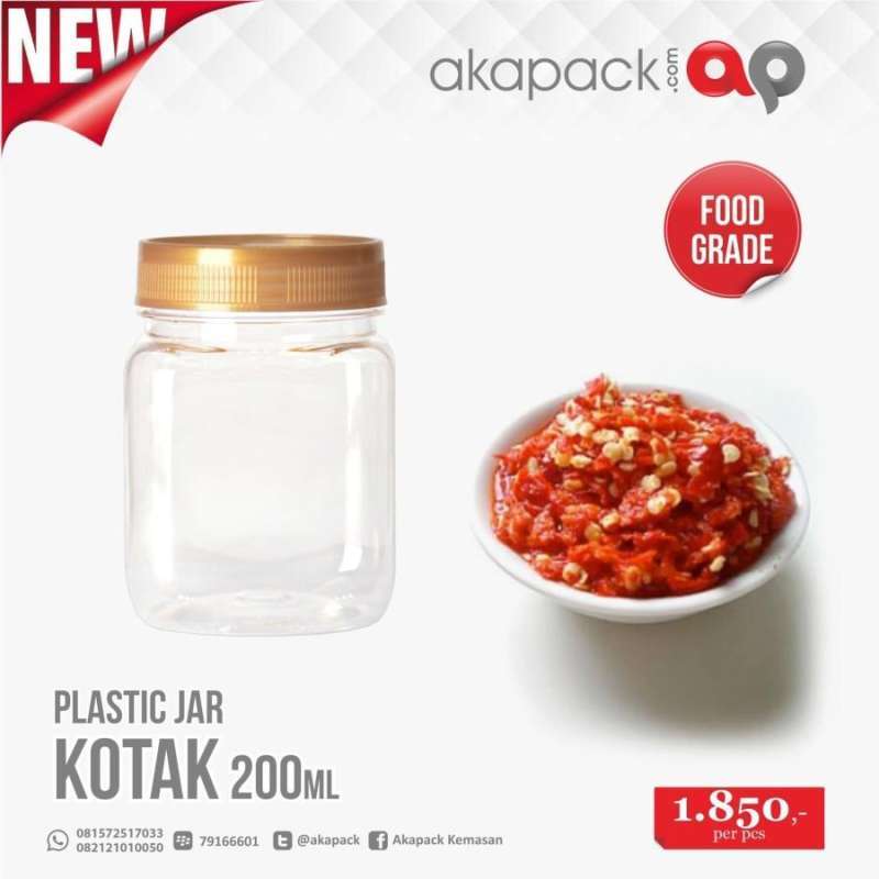 Jual Toples 200 Ml Kotak Sumpel Dalam Toples Plastik 200ml Di Seller Akapack Kemasan