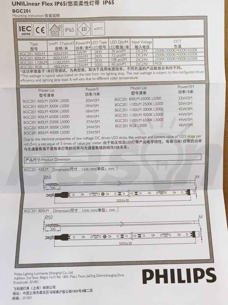 Jual Philips Led Strip Bgc201 Ip65 Rgb 480lm/m 5meter 24volt ...