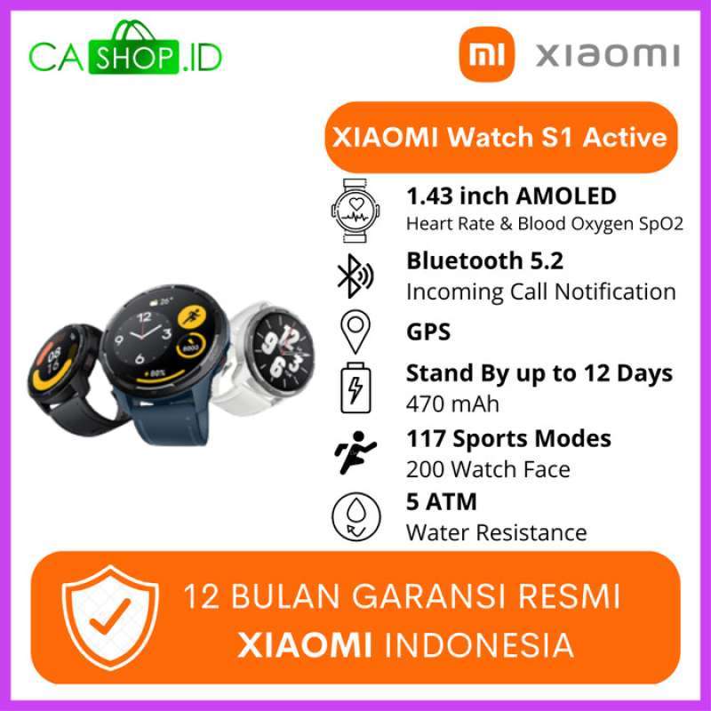 Jual Xiaomi Mi Watch S1 Active AMOLED HD GPS Bluetooth Call 5ATM SpO2 ...