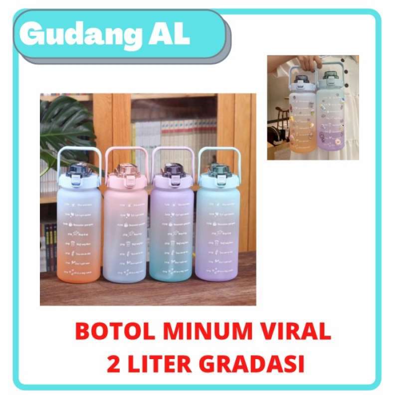 Promo Botol Minum Viral Motivasi Gradasi 2 Liter Stiker 2D 3D Botol ...