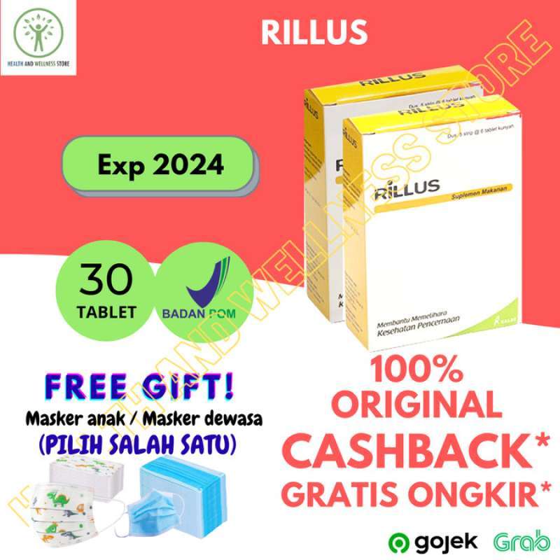 Promo RILLUS PROBIOTIK PREBIOTIK SINBIOTIK 1 BOX 30 TABLET KUNYAH BPOM ...