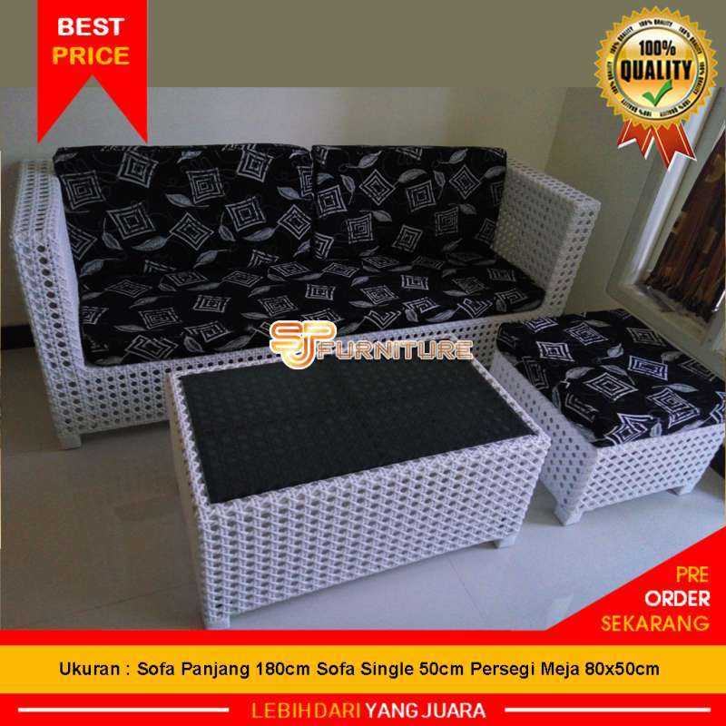 Jual Sofa Bed Rotan Sintetis Ruang Tamu Minimalis Modern Anyaman Mata ...