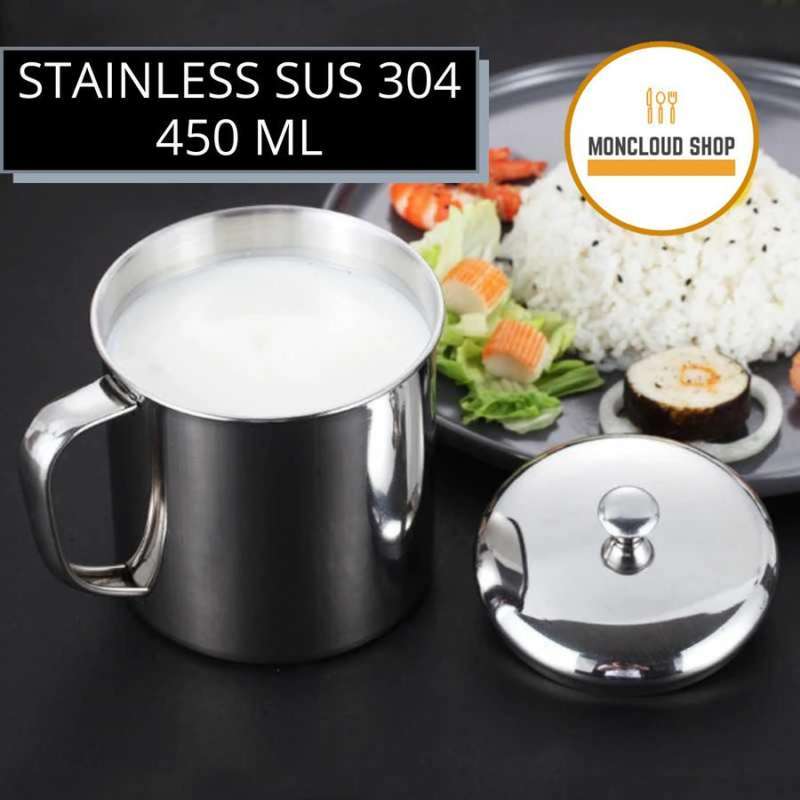 Jual Gelas Kopi Teh Bir Model Tutup 450ml Mug Cangkir Stainless SUS 304 ...