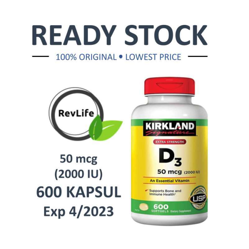 Jual KIRKLAND SIGNATURE VITAMIN D3 50 MCG 2000 IU 600 SOFTGELS di Seller Afifah Tick - Kota ...
