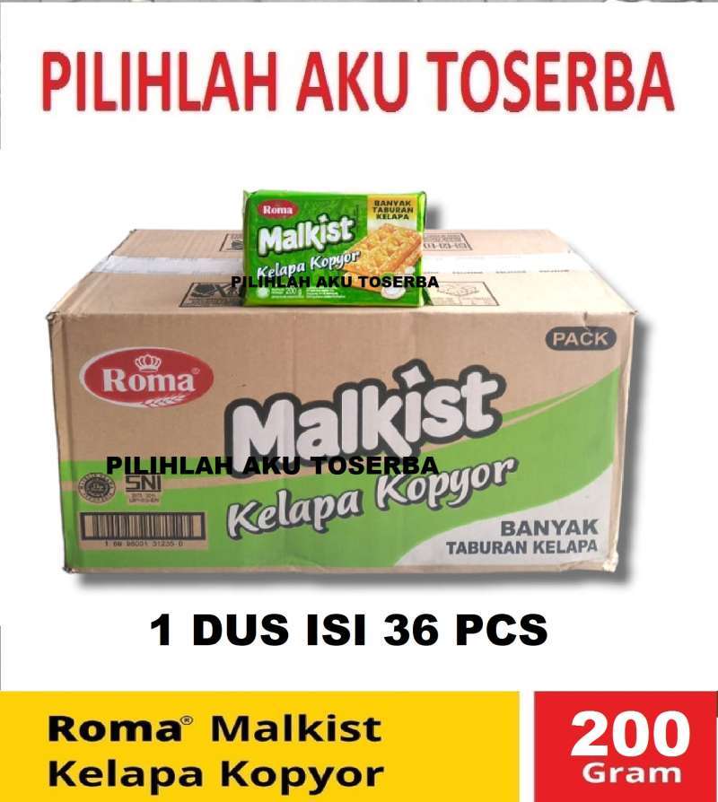 Promo Biskuit Roma Malkist Kelapa Kopyor 200 Gr - ( Harga 1 Dus Isi 36 ...
