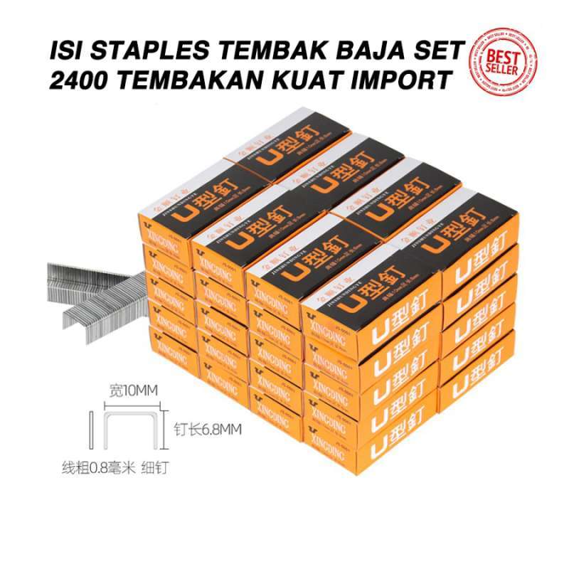 Promo Isi Staples Tembak Isi Stapler Refill Gun tacker Steples Baja ...
