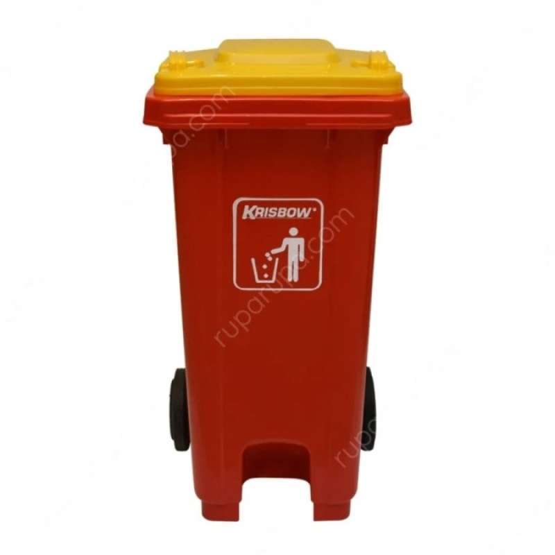 Jual TEMPAT SAMPAH PERUMAHAN TONG SAMPAH KRISBOW 120LITER MERAH TANPA ...