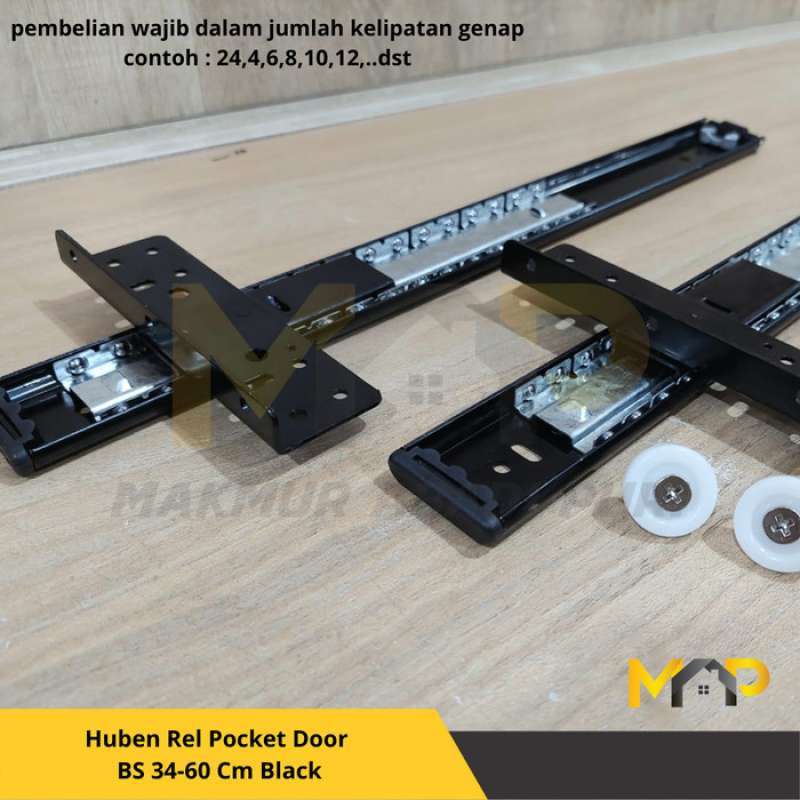 Jual Rel Pocket Door Huben Bs 34 - 60 Cm Black Di Seller Bumi Living ...