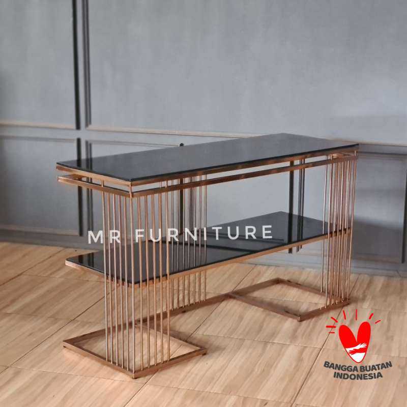 Jual Meja Konsul Minimalis Industrial Gold Model Ambalan Tengah di ...