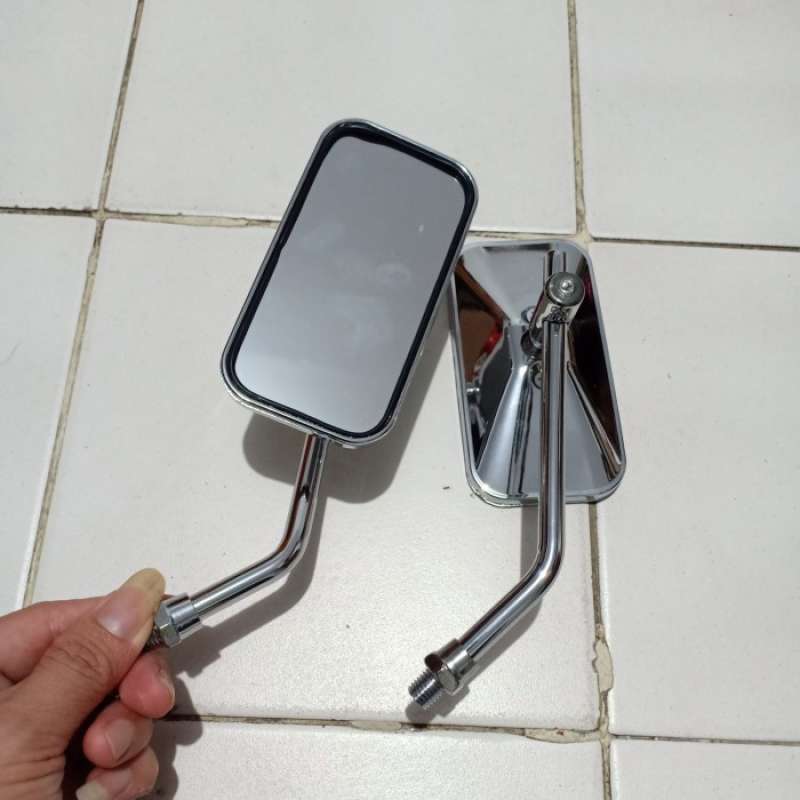 Promo Spion Retro Kotak Crome Hitam Kaca Bening Sepion Classic Drat ...