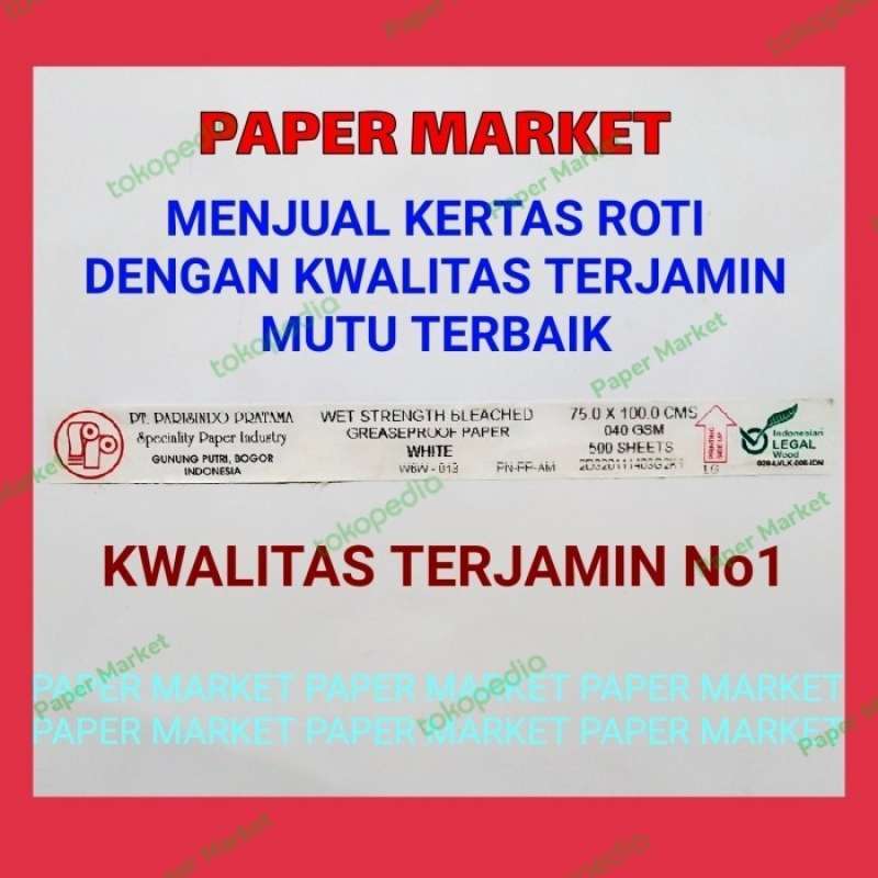 Jual Kertas Roti Putih / Baking Paper Putih 75 X 100Cm - 1 Rim (40Gsm ...