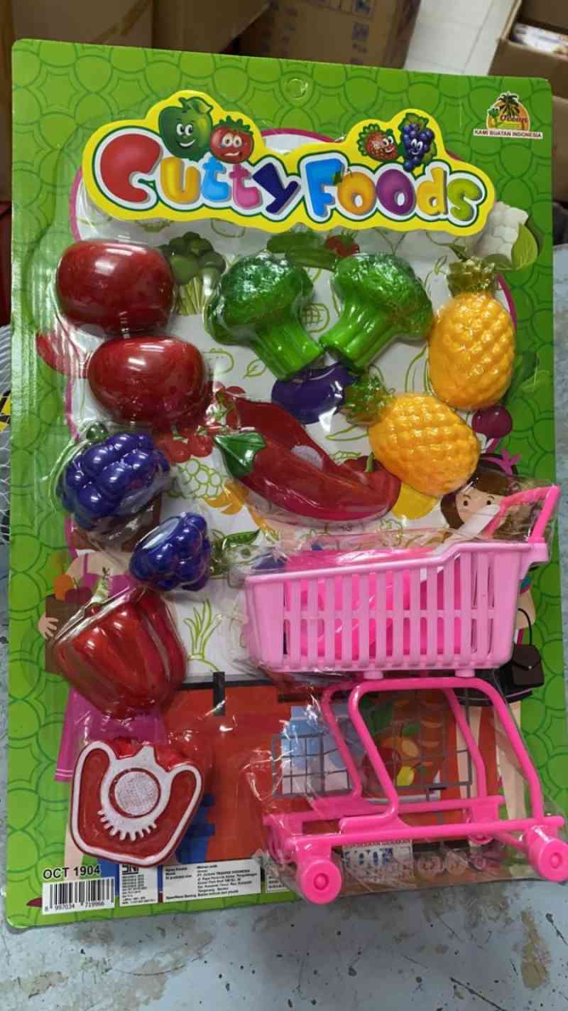 Jual Mainan trolley buah potong cutty foods cutting fruits sayur tempel ...