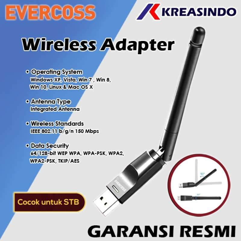 Jual EVERCOSS WF-1 WF1 USB Wifi Dongle Wireless Adapter Resmi di Seller KREASINDO ONLINE ...