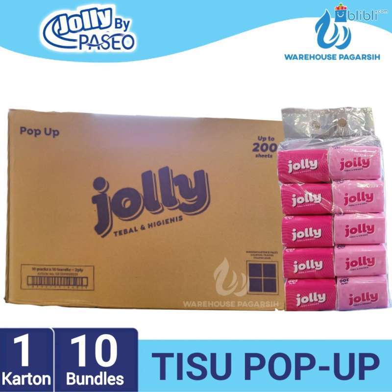 Jual Jolly Tissue Pop Up 200 Sheets 2 Ply [1 Karton Isi 10 Bundle / 100 ...