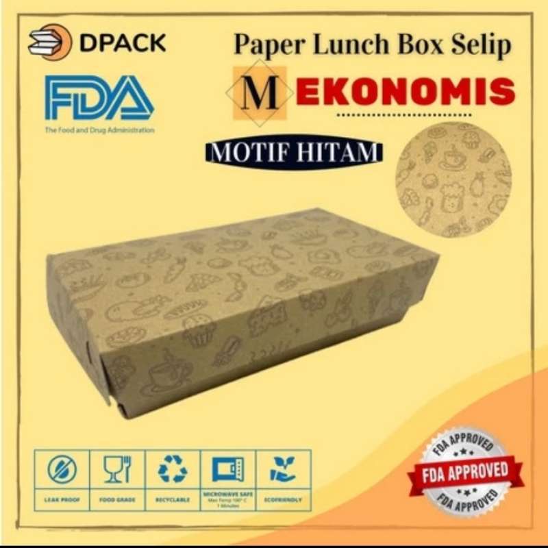 Jual LUNCH BOX MURAH KRAFT LAMINASI KOTAK TAKEAWAY MOTIF SIZE ME 100pcs di Seller Dpack ...
