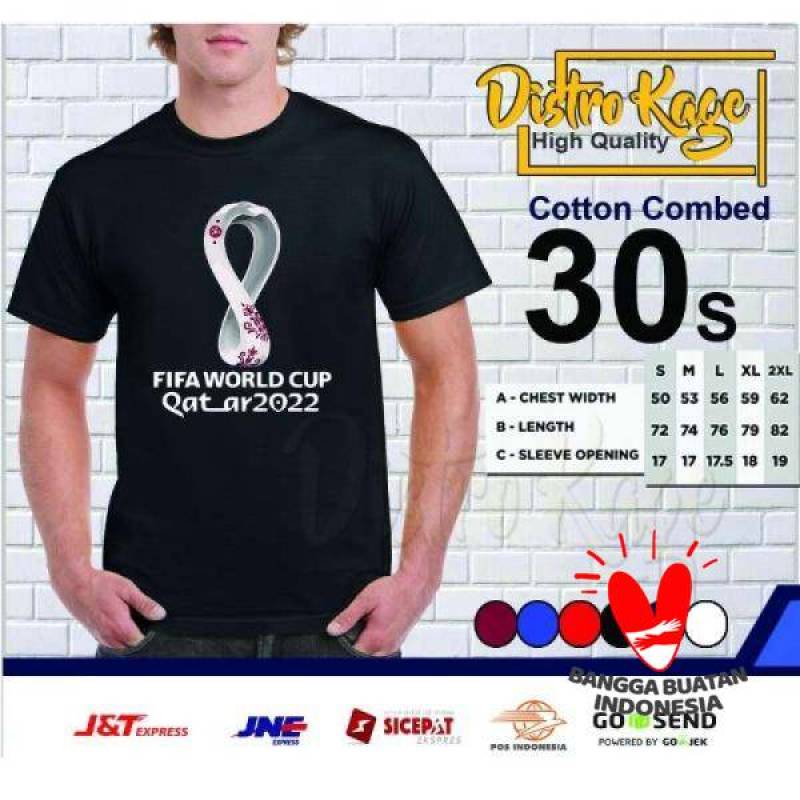 Jual Baju Kaos Pria Fifa Word Cup Piala Dunia Qatar 2022 Logo Cotton Combed 30s Premium Distro ...
