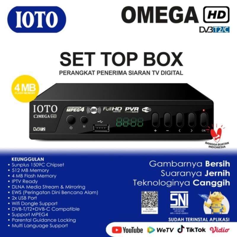 Promo IOTO Omega Set Top Box STB T2 Receiver Siaran TV Digital Full HD Omega Diskon 23% di ...