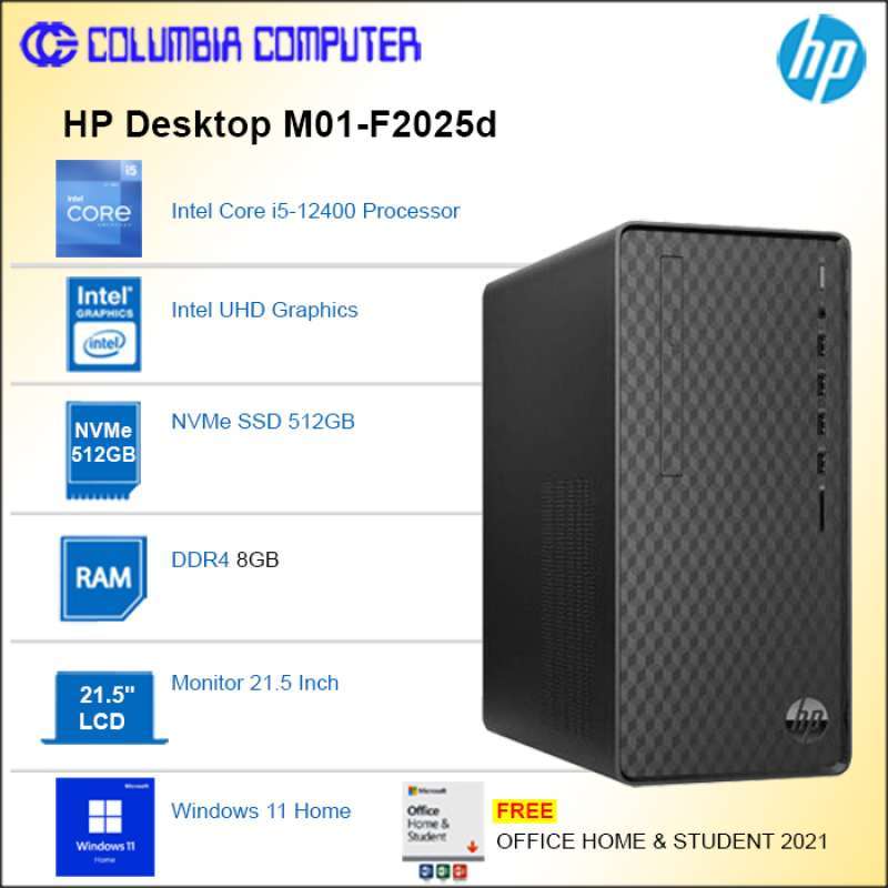 Jual HP Desktop M01-F2025d i5-12400 8GB 512GB Win11+OHS 21.5LCD di Seller Cosmos Computer ...