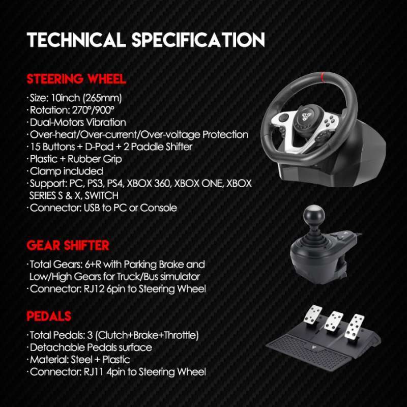 Jual Fantech R1 R-1 Racing Steering Wheel Simulator For Ps4 Pc Xbox Di ...
