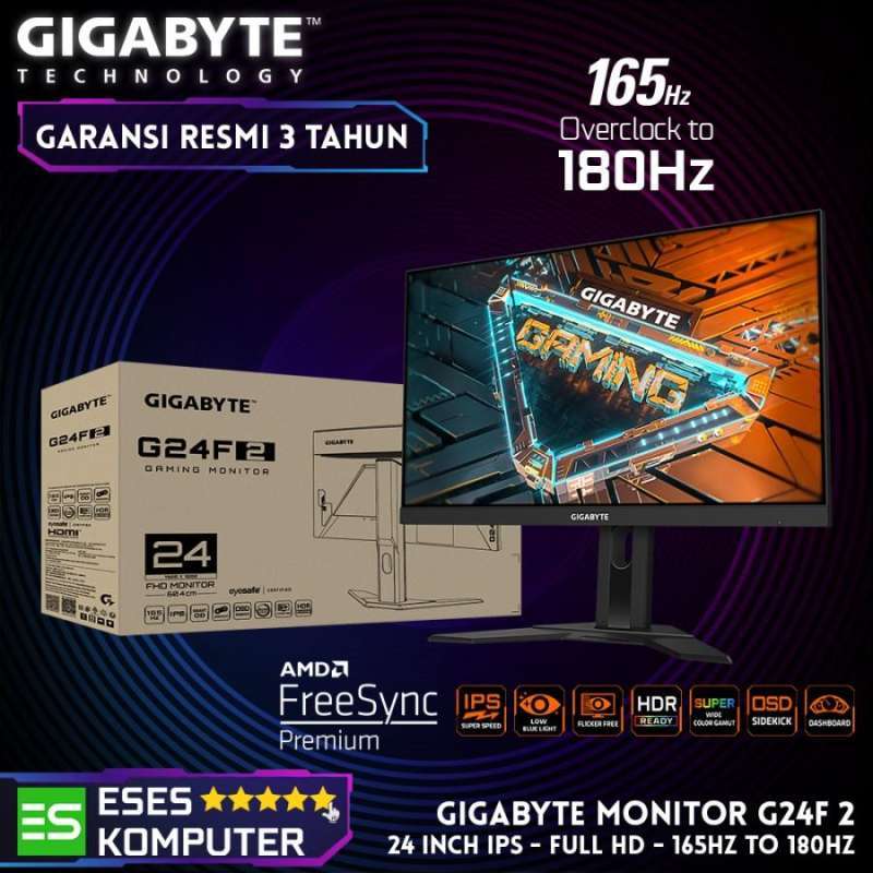 Jual Monitor Gigabyte G24F2 G24F 2 Gaming 24 Inch SS IPS FHD 180Hz 1ms ...