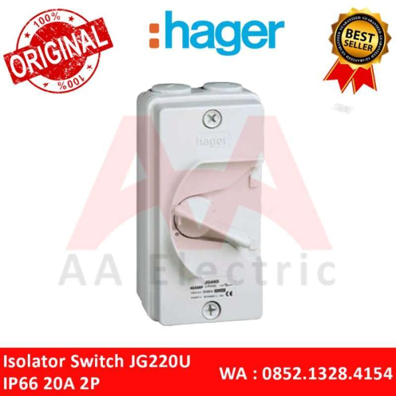 Promo Isolator Switch / Isolating Switch IP66 2P 20A JG220U HAGER ...