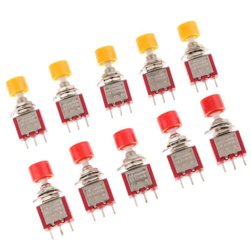 Promo 10 Pieces 6mm 3-pin Mini Momentary Push Button Switch 5A 120V Red ...