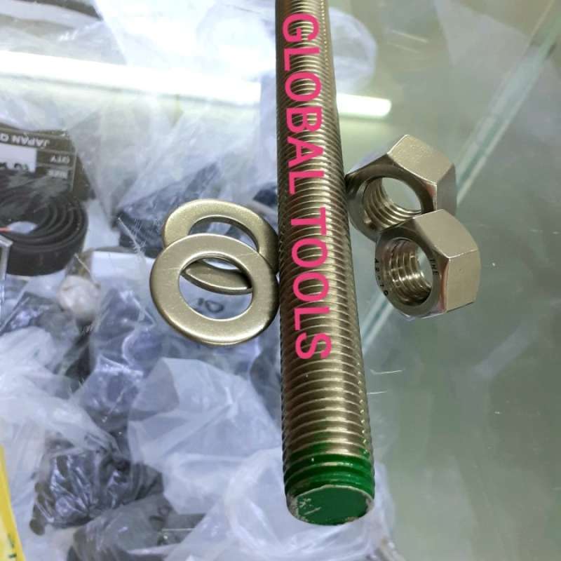 Jual Stud Bolt Stainless M20 X 200 Baut Tanam Angkur Bolt Ss M20 X 100 ...