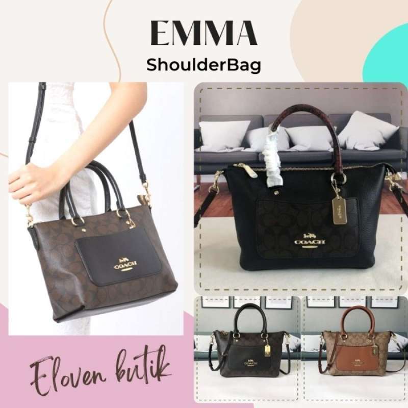 Promo Tas Selempang Wanita Coach Mini Emma Satchel in Signature Diskon ...