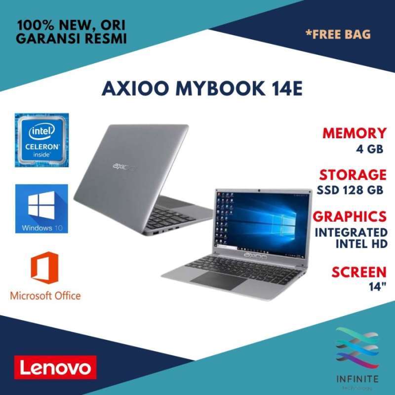 Jual Axioo MyBook 14E N4000 4GB SSD 128GB W10 Pro 14 Silver di Seller ...
